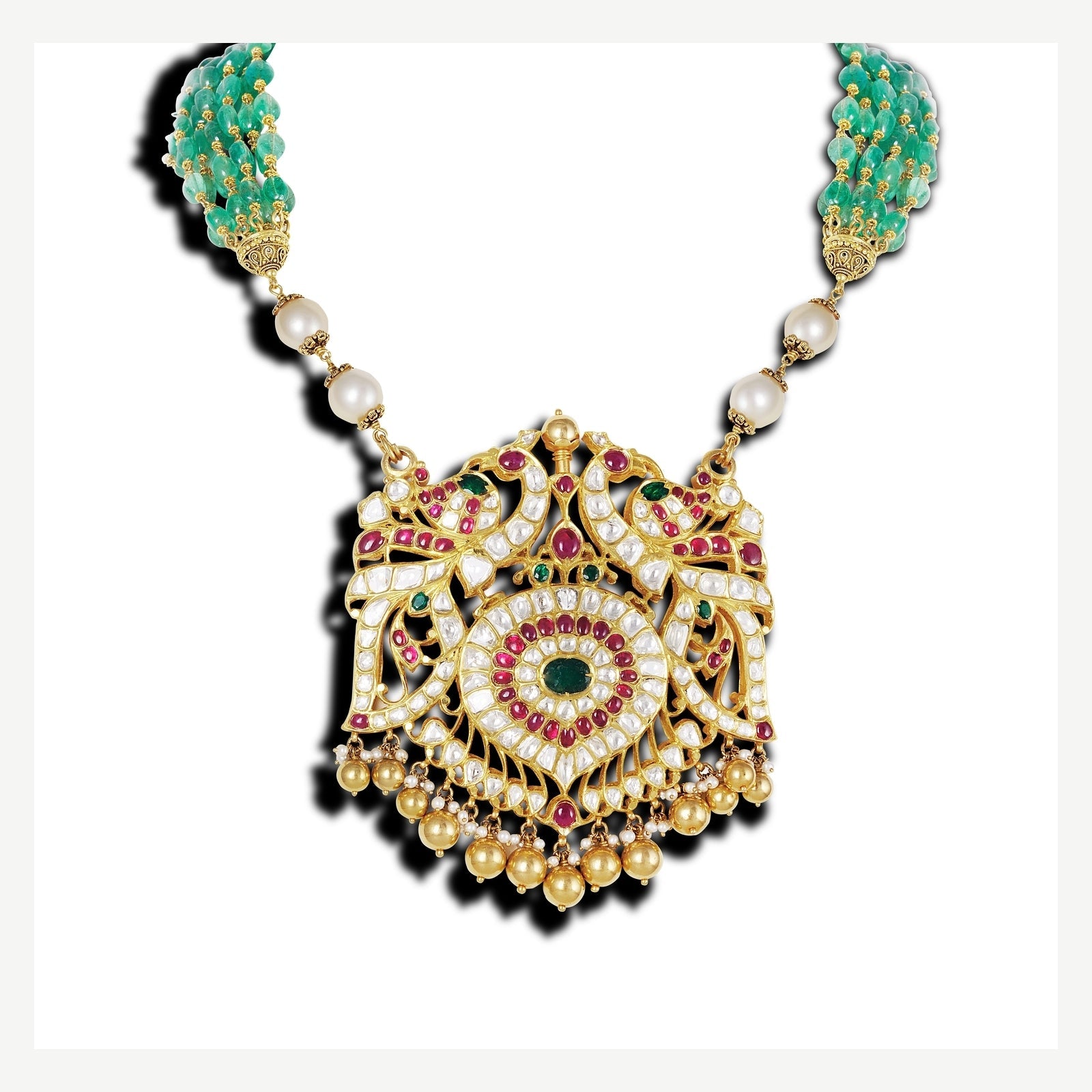 Kundan Locket With Gold Balls – Shree Jewellers